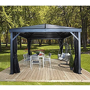 Sojag 12' x 12' South Beach Hardtop Gazebo Outdoor Weather-Resistant Aluminum Frame Shelter with Mosquito Net