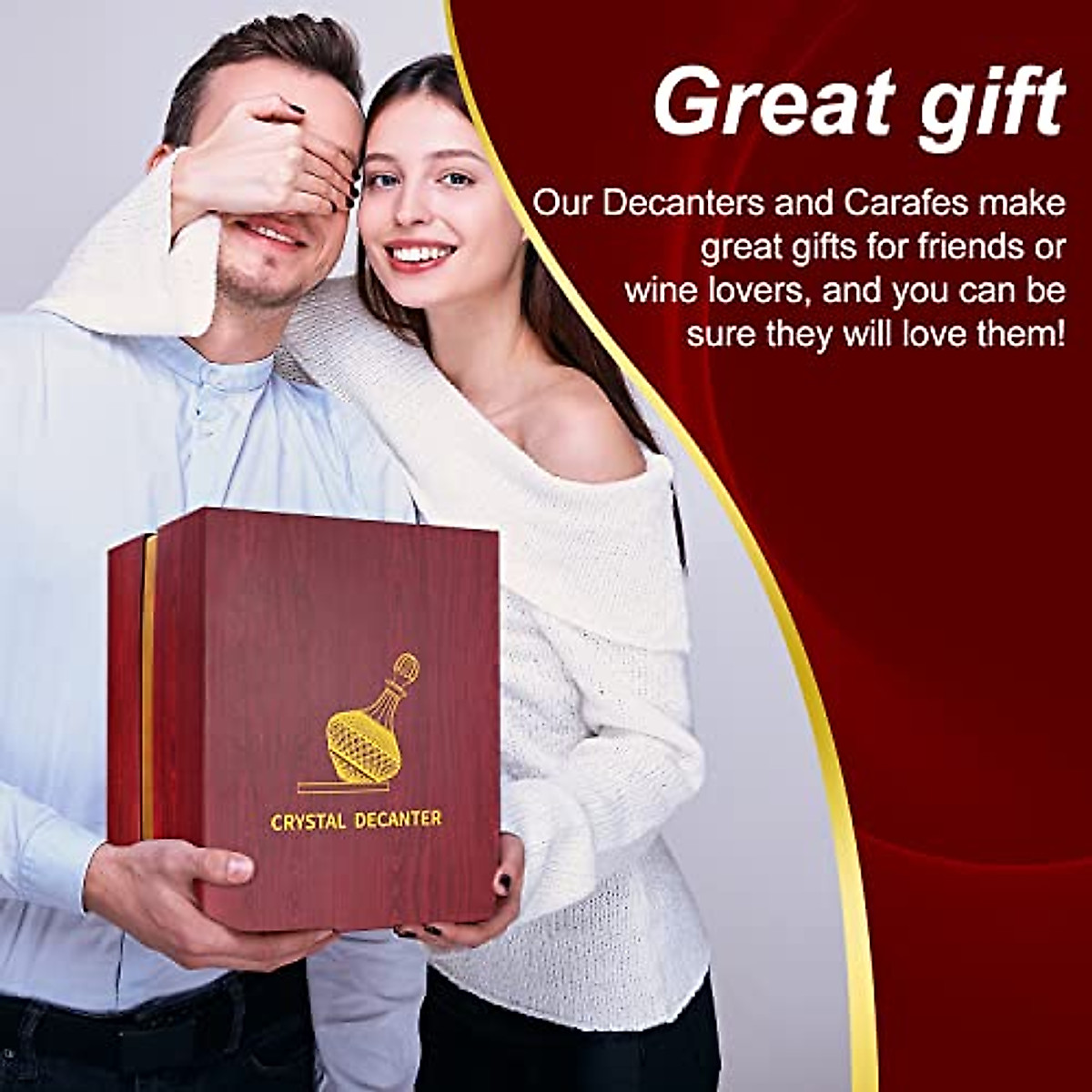 paysky spinning wine decanter with stopper, 50 oz red wine decanter crystal and gift box, for wedding gift, birthday, helovers'day, christmas day.