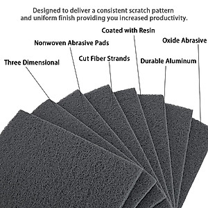 QZATTCAEN Gray Ultra Fine General Purpose Scuff Pads, Box of 8-6" x 9"- Final Scuffing, Scouring, Sanding, Cleaning, Paint Color Blend Prep, Surface Adhesion Preparation, 7448
