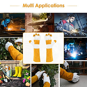 Long Gardening Gloves,Thorn Proof Genuine Leather Work Gloves, Garden Gloves with Long Cowhide Gauntlet to Protect Your Arms Until the Elbow, Working Gloves for Man and Women (Medium, Brown)