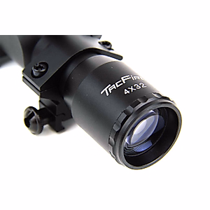 TacFire Compact Fixed Power Rifle Scope Rangefinder Reticle with Set of 1 Rings, 4 x 32, Black