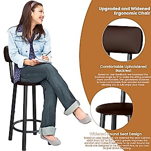 DKLGG Bar Dining Table Set for 4 Industrial Pub Table and Chairs, Kitchen Counter Height Table & 4 PU Leather Upholstered Stools with Backrest Space-Saving Dining Room Table Set for Small Space