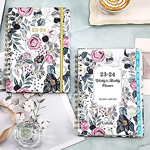 Planner 2023-2024 - Jul.2023 - Jun.2024, 2023-2024 Planner, Academic Planner 2023-2024, 2023-2024 Planner Weekly & Monthly with Tabs, 6.3" x 8.4", Hardcover with Back Pocket + Twin-Wire Binding, Daily Organizer - Petunia