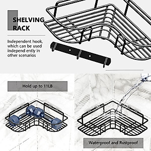 LURVUO Corner Shower Caddy, 4Pack Shower Organizer Corner Shower Shelves with Soap Holder and Independent Hooks, No Drilling Wall Mounted Shower for Rack Bathroom,Dorm and Kitchen Storage.