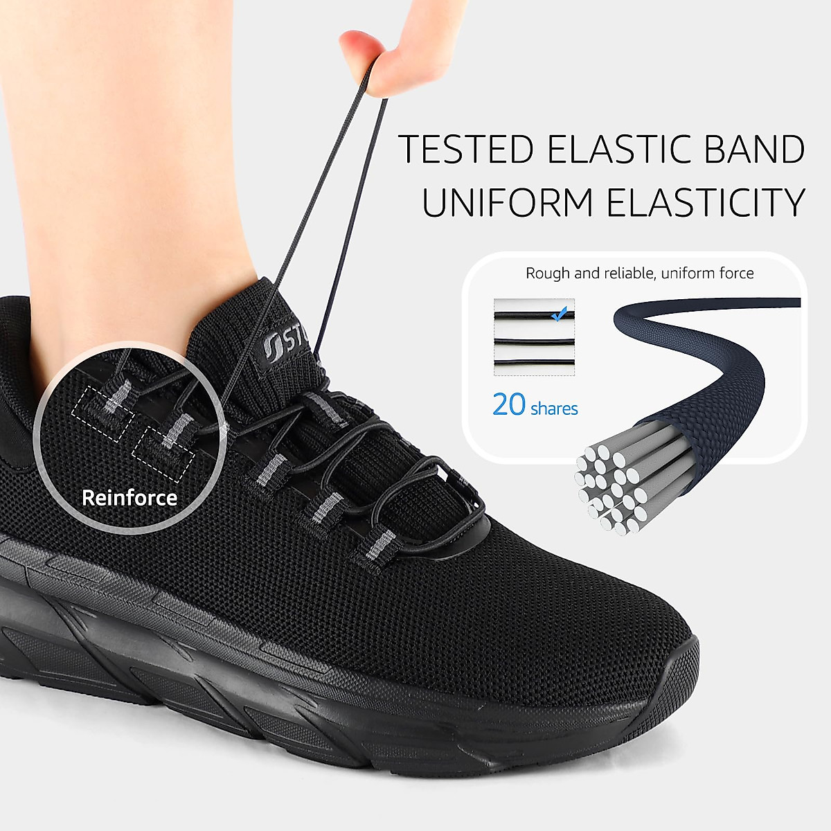 STQ Slip on Sneakers for Women Lightweight Walking Shoes for Workout Indoor Gym Running Black Multi US 8