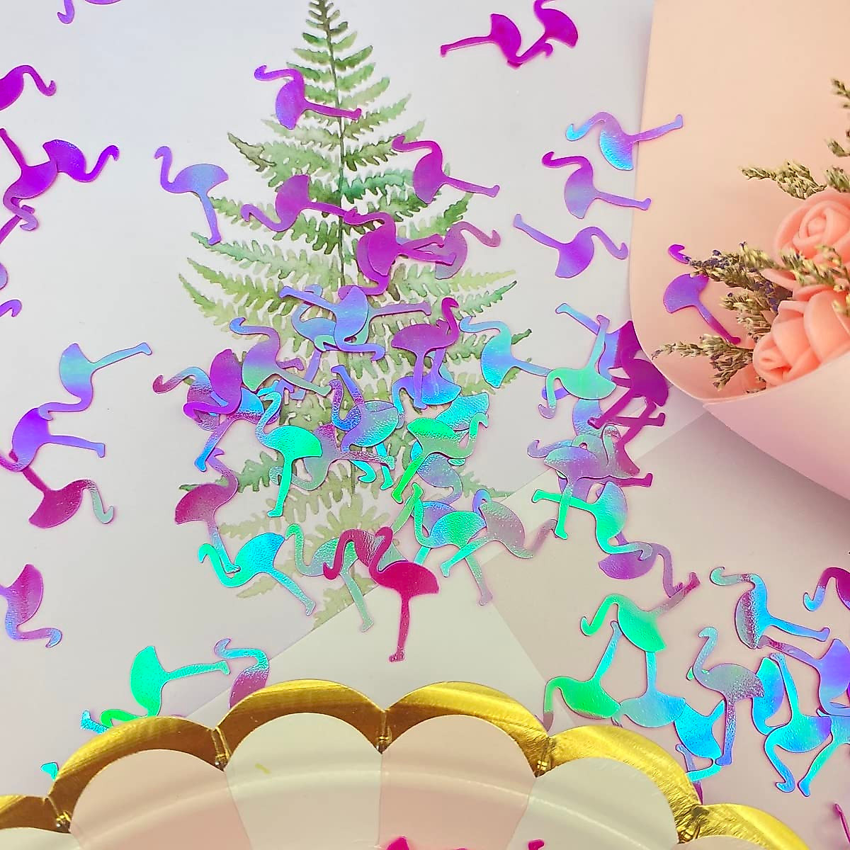 2000 Pieces Flamingo Party Glitter PVC Confetti for Handicrafts, Card DIY, Engagement Wedding Bridal Shower Birthday Valentines Party Decorations (Plum Red)