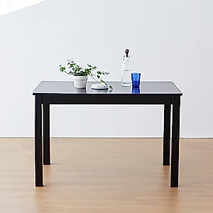 Livinia Cabin 45.3" Wooden Dining Table/Small Rectangular Modern Farmhouse Solid Wood Kitchen Table Desk (Black)