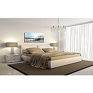 Beach Decor Ocean Decor Beach Wall Art Pictures for Bedroom Living Room Office Beach Wall Decor Ocean Decorations Framed Wall Art Bathroom Paintings Canvas Wall Art Sunshine Sea Waves Artwork 20"X40"