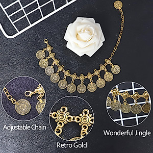 Bienvenu Boho coin sandals Anklet Bracelet, Bohemian Tassel Barefoot Sandals Chain Jewelry Belly Dance Anklet
