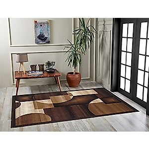 GAI LO Majestic Indoor Rug for Room Anti Slip Rug - 5X7' Feet Area Rug for Office - Soft and Plush Rug for Living Room Polyester Material - Jute Backing Keep Rug in Place - Beige-Brown