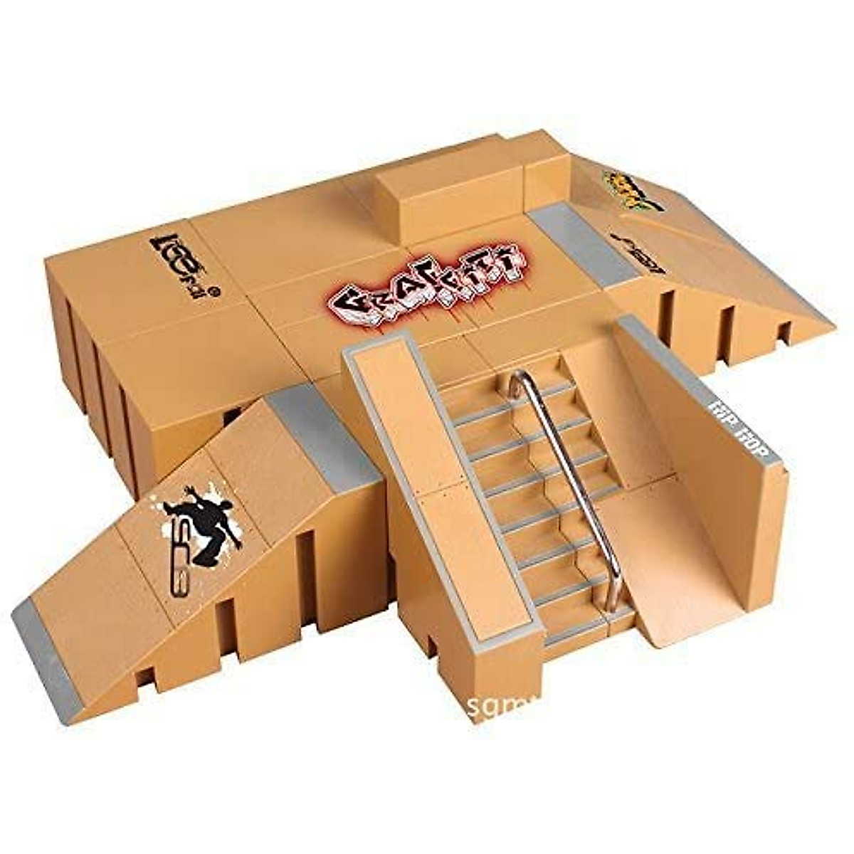 Kidsdream 8pcs Skate Park Kit Ramp Parts for Fingerboard Mini Finger Skateboard Fingerboards Ultimate Parks with 3PCS Finger Boards