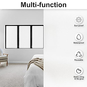 MAGIDEKOR Window Privacy Film with Installation Tools, Frosted Glass Window Film,Heat Blocking Static Clings Reusable Frosting Window Film for Bathroom Home Office,White,17.5 Inch X 6.5 Feet