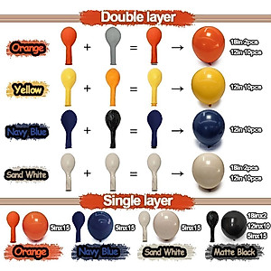 Race Car Balloon Arch - Blue Black Yellow Balloons Double Stuffed Black White Sand Yellow Balloons Navy Blue Orange Beige Balloon Garland Kit for Race Car Fire Truck Birthday Baby Shower Party Decor