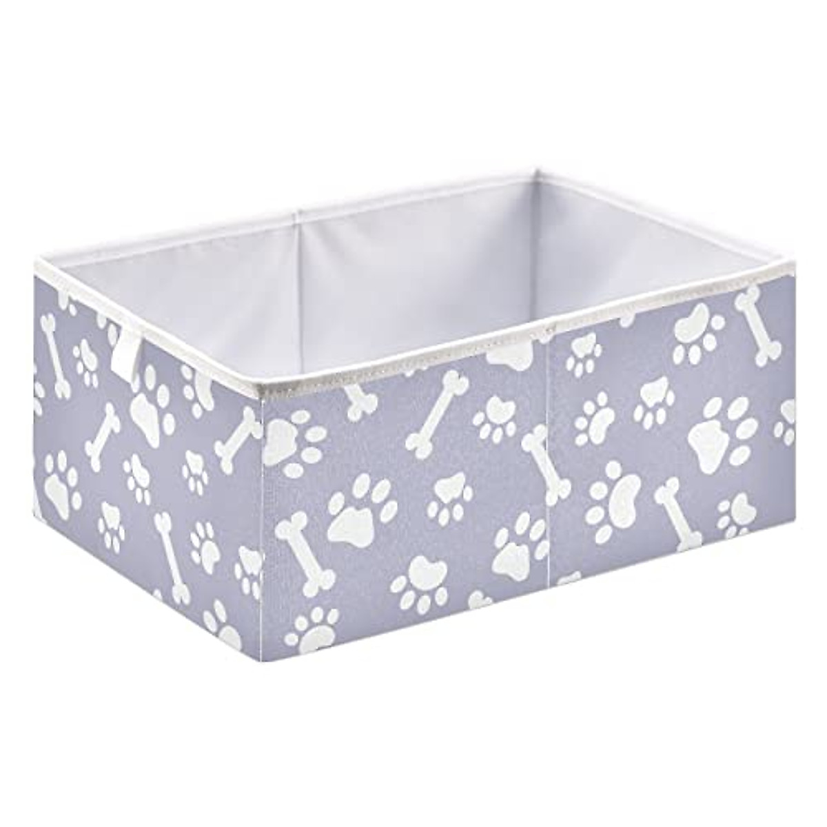 CaTaKu Bone Paw Purple Storage Baskets Large Rectangular Storage Bins Baskets for Organizing Fabric Collapsible Storage Organizer for Shelves