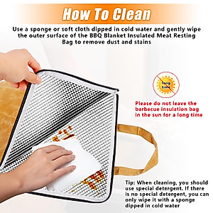 BBQ Blanket for Resting Meat, Brisket Blanket Insulated Resting Bag Blanket for BBQ Smoking and Grilling for Large Briskets/Pork Shoulders/Turkeys Meat Resting Blanket Gloves Reusable Foldable