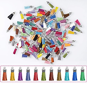 Paxcoo 120Pcs Keychain Tassels Acrylic Keychain Blanks Keychain Rings Bulk for DIY Keychain Key Rings Craft Supplies