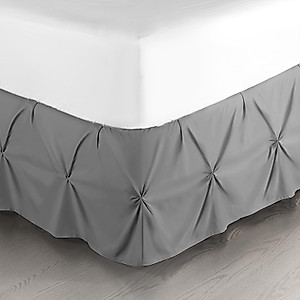 Nestl Dark Grey Bed Skirt King Size, Pinch Pleat King Bed Skirt, 14" Inch Drop King Bedskirt, Hotel Quality Dark Grey Bed Skirts Premium Microfiber Bedskirt for King Bed, Dark Grey King Size Bed Skirt