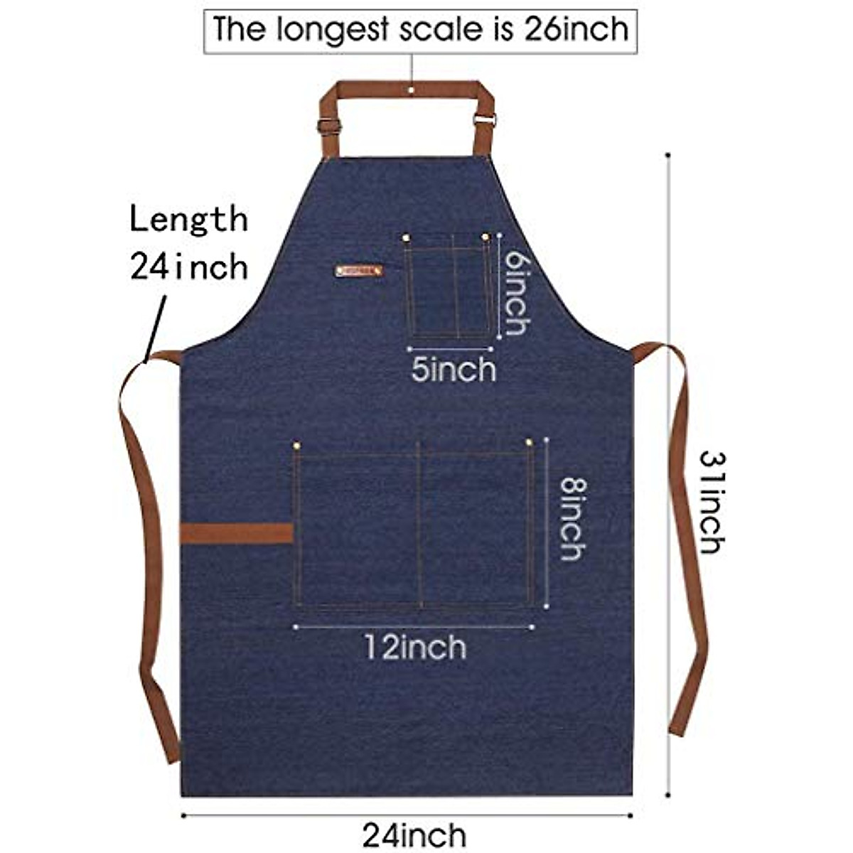 KPD 2 Pack Blue Unisex Adjustable Bib Denim Apron for Family Chef, Kitchen, BBQ and Studio,Cooking Apron for Kitchen and Home