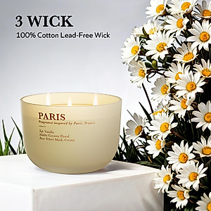 Hidden Label Vanilla Cream Candles for Home Scented, Large 3 Wick Scented Natural Soy Candles, Soy Candle with Wood Lid,Relaxing Aromatherapy Scented Candle,16oz