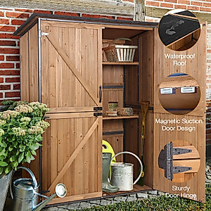 Outdoor Storage Shed, Tool Shed with Floor, Storage House with Metal Frame for Backyard Garden Patio Lawn -Brown