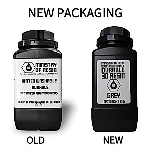 Water Washable Resin Durable Non-Brittle Low Odor 3D Printer Resin Optimized for Mono LCD Made in The USA 405nm Photopolymer Resin for LCD 3D Printing 1L Grey