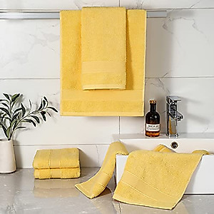 Years Calm 2 Pack Cotton Hand Towels, Durable Highly Absorbent Soft Washcloth, Towel for Hotel Bathroom, 13 x 29 Inch (Yellow)