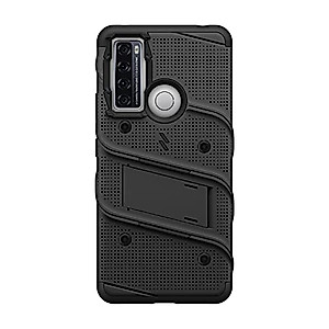 ZIZO Bolt Bundle for TCL 20 XE Case with Screen Protector Kickstand Holster Lanyard - Black