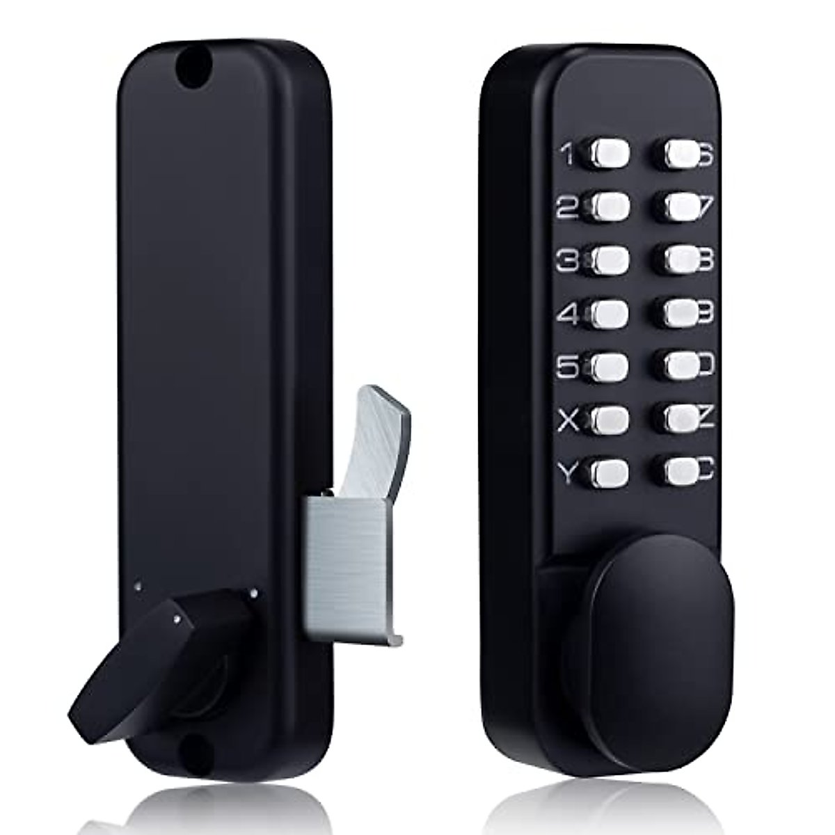 Keyless Entry Door Locks with Keypads Deadbolt, Mechanical Combination Latch Door Lock with Handle, Waterproof Keyless Sliding Door Lock, Digital Code Gate Front Door Lock Set with Door Knob (Black)