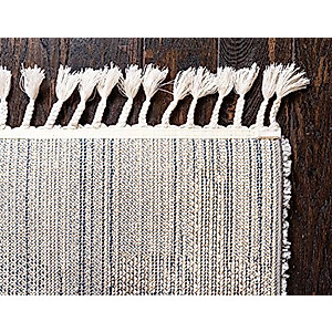 Unique Loom Hygge Shag Collection Modern Moroccan Inspired, Geometric Design, Plush & Cozy Area Rug, Rectangular 4' 0" x 6' 0", Light Gray/Ivory