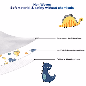 AutoTime Disposable Baby Bibs 8x13.7'' Large with Crumb-Catcher, Baby Travel Essential Reusable Fastener Baby Bibs for Boys Girls 20 Count Non-Woven Bibs for Toddler