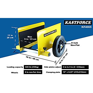 KASTFORCE Panel Dolly, Full-Rubber-Pad-Protecting, 600 Lbs Capacity, Drywall Mover with 8" Non-Flat Wheels, Adjustable Clamp Panel Cart, Wood Mover, Fence Mover, Door Dolly KF4005