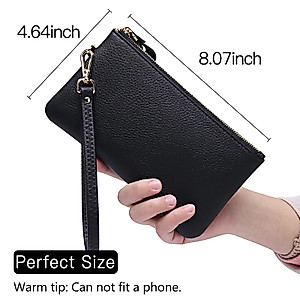 GOIACII Women's Wristlet Clutch Slim Leather Wallet RFID Blocking Handbag