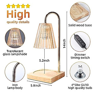 Candle Warmer Lamp, Candle Lamp with Timing Function, 4 Bulbs, Compatible with Jar Candles, Electric Dimmable Candle Warmer, Log Style Base Candle Warmer for Home Bedroom Decor, Gift for Family