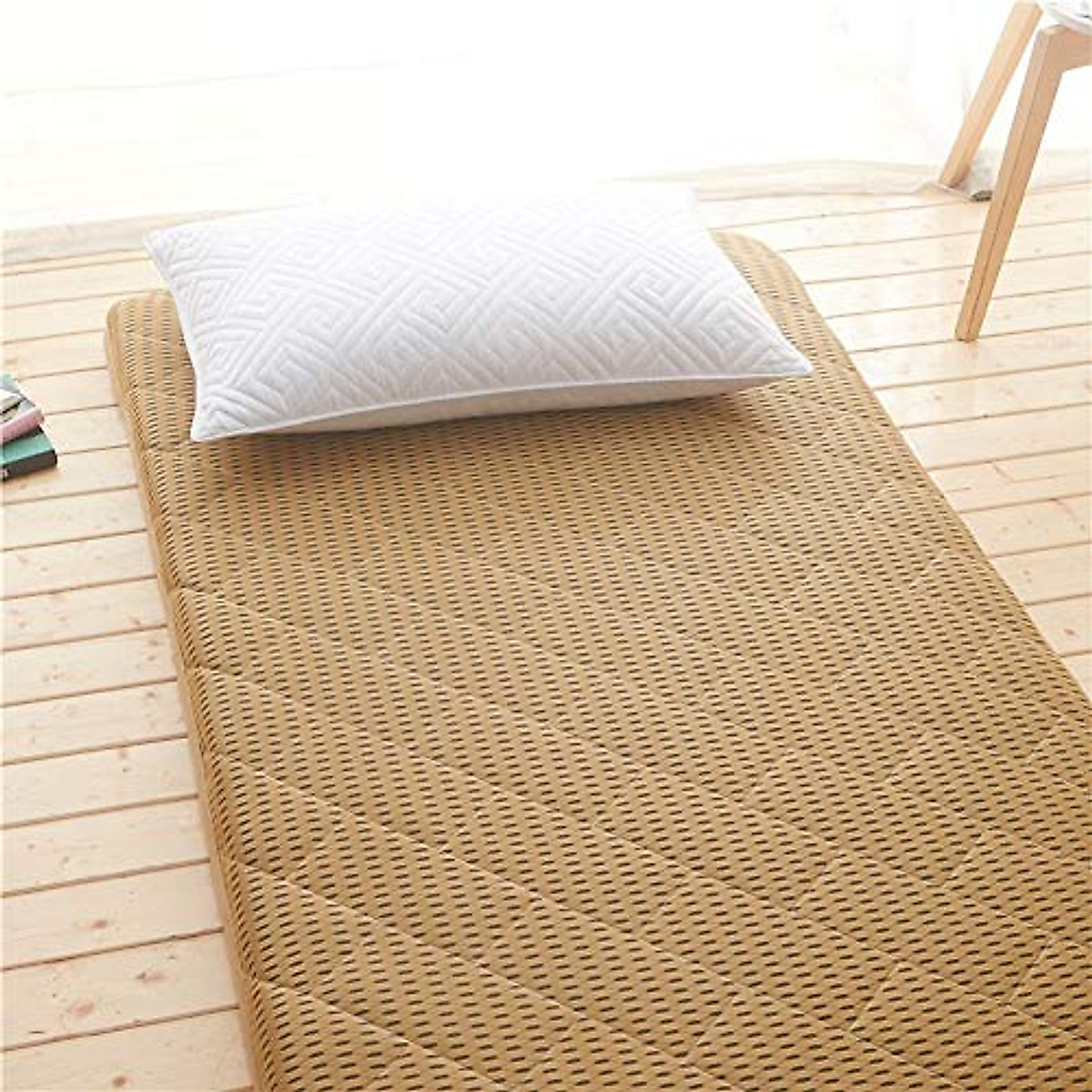 Soft Japanese Quilting Futon Mattresses, Thicken 10cm Tatami Mattress Foldable Floor Mat, Four Seasons Sleeping Pad-Coffee 120x190cm(47x75inch)