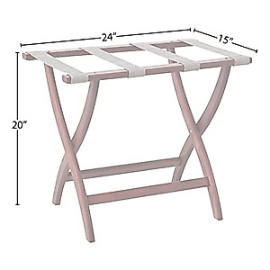 Wooden Mallet Designer Curve Leg Luggage Rack,Grey Straps, Mahogany