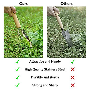 SOLIGT Gardening Hand Tools with Basket – Garden Tool Set with Pruning Shears, Cultivator, Gloves – Heavy-Duty Stainless Steel Gardening Tools with Wood Handle – Gardening Gifts for Women Men