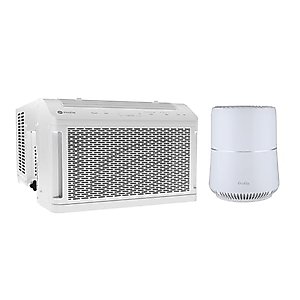GE Profile ClearView Window Air Conditioner 8,300 BTU, WiFi Enabled, Ultra Quiet for Medium Rooms + GE Profile Air Purifier | Removes Allergens, Odors & Other Impurities Bundle