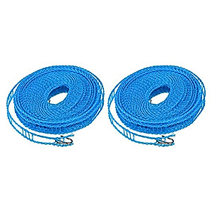 uxcell Portable Clothesline, 26.24ft Nylon Windproof Non-Slip Washing Line Rope for Courtyard Outdoor Travel Camping Laundry Drying, Blue 2 Pcs
