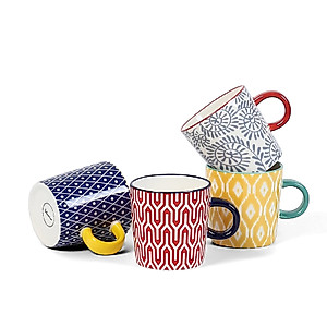 Selamica Ceramic 3.5 Oz Espresso Cups, Espresso Mugs 2.5 Inch Demitasse Cups, Mini Coffee Cups for Latte Mocha Lungo Tea, Set of 4, Assorted Colors