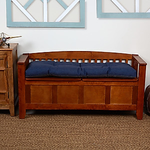 Klear Vu The Gripper Omega Non-Slip Tufted Bench Cushion for Indoor Furniture, Entryway Storage, Bay Window, Corner Nook or Piano Seat, 43 Inches, 03 Indigo
