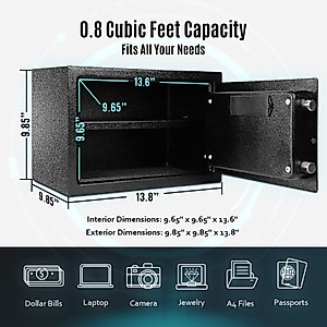 SEKAM Biometric Fingerprint Safe Box, Security Safe with Fingerprint Access, Personal Safe with Electronic Lock, Safe Box Waterproof Fireproof, Home Safe for Cash Jewelry Important Documents Guns