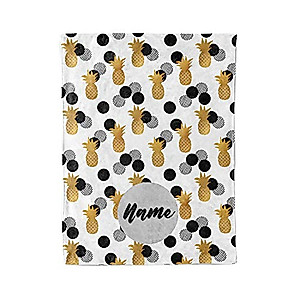 Personalized Corner Customized Pineapple Pattern Fleece Throw Blanket - Warm Lightweight Gifts Blankets for Moms Women Girls Daughter Grandma