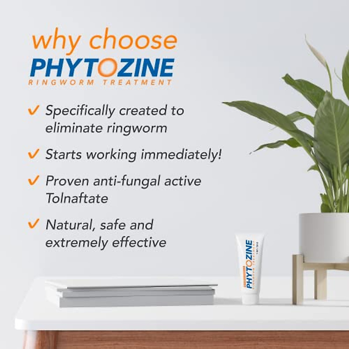 PHYTOZINE Ringworm Cream - Treats Stubborn Ringworm Infections, Fights Ringworm On Skin, Anti-Fungal Tolnaftate, Powerful Topical Treatment (1 Ounce)