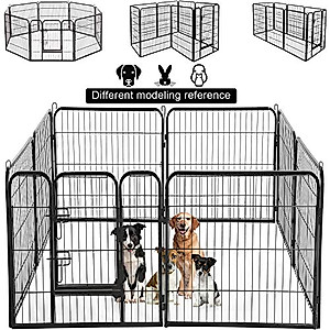 Dog Playpen 8 Panels 40 Inches Dog Pen Extra Large Indoor Outdoor Back or Front Yard Fence Cage Fencing Doggie Rabbit Cats Outside Fences with Door Dog Fence Playpen Heavy Duty Exercise Pen Dog Crate