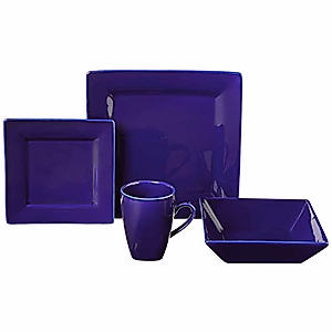 10 Strawberry Street Nova Square Dinnerware Set, 16 PIECE, Cobalt