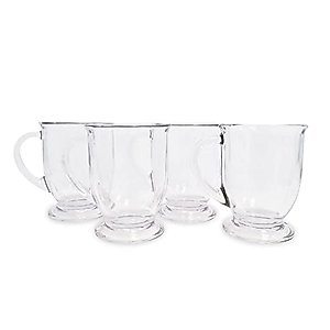 SEDLAV Glasses Espresso Mugs, Clear Glass Cup for Coffee 16 Ounce Mug Set, Coffee Mug Warm Beverage Mugs Set, Coffee Cups with Handle, Beverage Glasses Heat Resistant for Cappuccino, Tea, Latte (4)