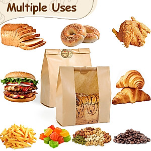 110 Pcs Bread Bags for Homemade Bread With Window Sourdough, 13.78x8.27x3.54 in, Sublaga Paper Bread Bags with 120Pcs Sealing Stickers, Packaging and Storage of Baked Goods Suitable for Bakers (110)