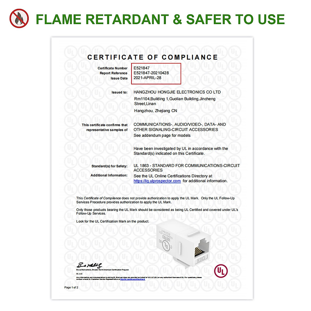 VCE UL Listed CAT6 RJ45 Keystone Jack Inline Coupler 5-Pack, Female to Female Ethernet Cable Extender - White