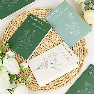 Will You Be My Bridesmaid Cards with Envelopes Flower Greenery Will You Be My Maid of Honor Matron of Honor Handmade Invitations for Bridal Proposal Wedding (8 Set, 16PCS)