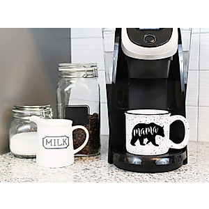 Mama Bear Mug & Papa Bear Mug - 13oz Ceramic Campfire Coffee Mug Set - Pregnancy Announcement New Parents Couples Gifts - Gift Ideas For Expecting Parents (White/Black)